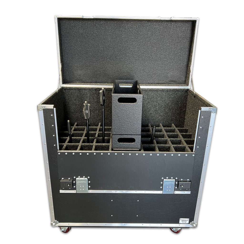 40 Slot Flip Down Front Mic Stand Case w/ Trays – Roadcase.com